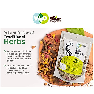 Herbal Hair Oil Mix of 21 Herbs for Thick Long Hair Growth 150 grams, Hairfall, Hair Repair, Scalp Care, Haircare Products Both for Men & Women - Way4Organic