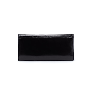 HOBO Rachel Continental Trifold Leather Wallet for Women, Black