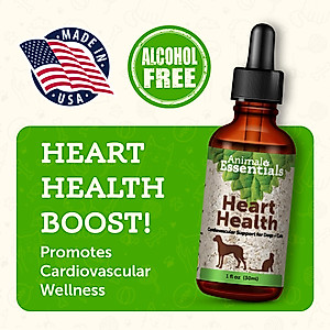 Animal Essentials Heart Health for Dogs & Cats - Cardiovascular Support Supplement, Healthy Heart, Organic Hawthorn Berry, Herbal Tincture - 1 Fl Oz