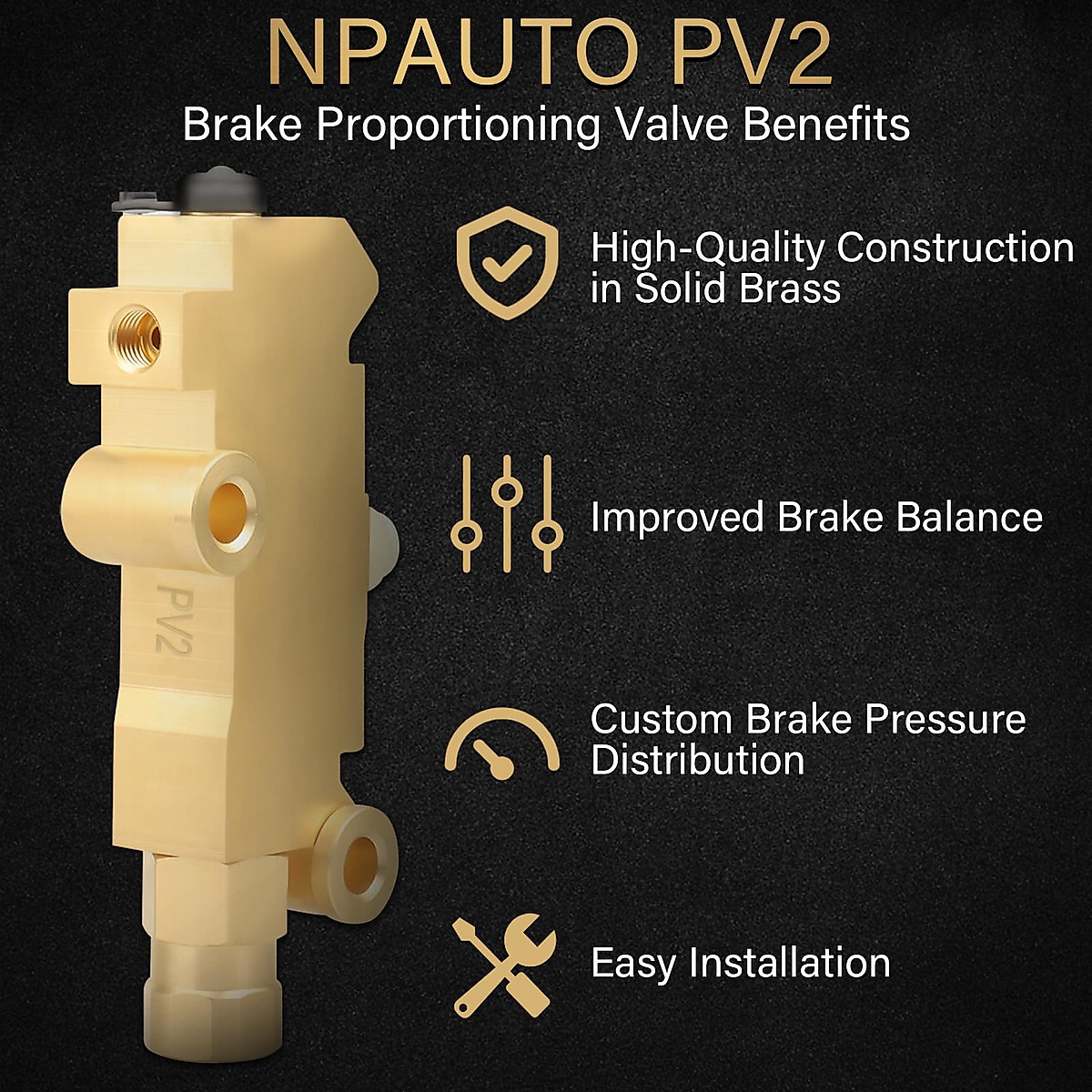 PV2 Brake Proportioning Valve Disc/Drum, Disc Front Drum Rear Brake, Brass 172-1353 PV71 Combination Valve Fit for GM Ford Chevy Street Rod Classic Car & Truck