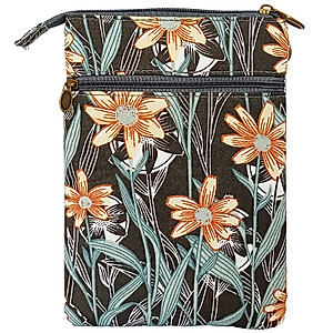 LassZone Womens Small Crossbody Bag Cell phone Bag Floral Pattern Ladies Small Handbag Wallet 5 Pockets Shoulder Bag Messenger Bags