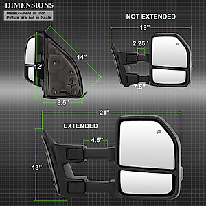 ACANII - [2017 STYLE] Telescoping Power Heat Smoke led Signal Towing Mirrors Left+Right For 2008-16 Ford F250 F350 F450