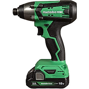 Metabo HPT 18V MultiVolt Impact Driver Kit | 1/4-Inch Chuck | Cordless | 1-2.0Ah Li-Ion Battery w/Fuel Gauge | 1,328 in-lbs of Torque | 3,200 IPM | Lifetime Tool Warranty | WH18DFX