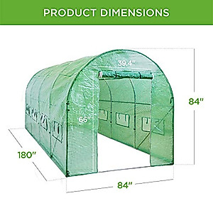 Best Choice Products 15x7x7ft Walk-in Greenhouse Tunnel, Garden Accessory Tent for Backyard, Home Gardening w/ 8 Roll-Up Windows, Zippered Door