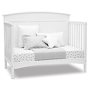 Delta Children Archer Solid Panel 4-in-1 Convertible Baby Crib - Greenguard Gold Certified, Bianca White