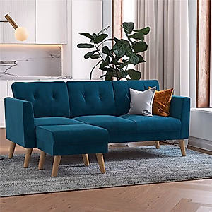 CosmoLiving by Cosmopolitan Gloria Upholstered Sofa, Blue