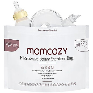 Momcozy Microwave Steam Sterilizer Bags, 8 Count Travel Sterilizer Bags Reusable for Breast Pump Parts/Baby Bottles, Up to 20 Uses Per Bag, Breastpump Accessories for Momcozy S9 Pro/S12 Pro