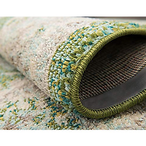 Unique Loom Penrose Collection Distressed Traditional Vintage Floral Area Rug, 3 ft 3 in x 3 ft 3 in, Green/Beige