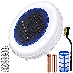 Solar Pool Ionizer Pool Purifier with 1 Replacement Copper Anode Less Chlorine Kill Algae Keeps Water Clear Pool Cleaning Clarifier Longer Lasting Anode High Gallons