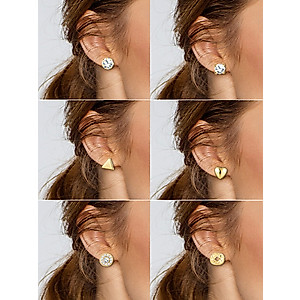 BBTO 24 Pairs Stud Earrings Crystal Pearl Earring Set Ear Stud Jewelry for Women Men(Gold)