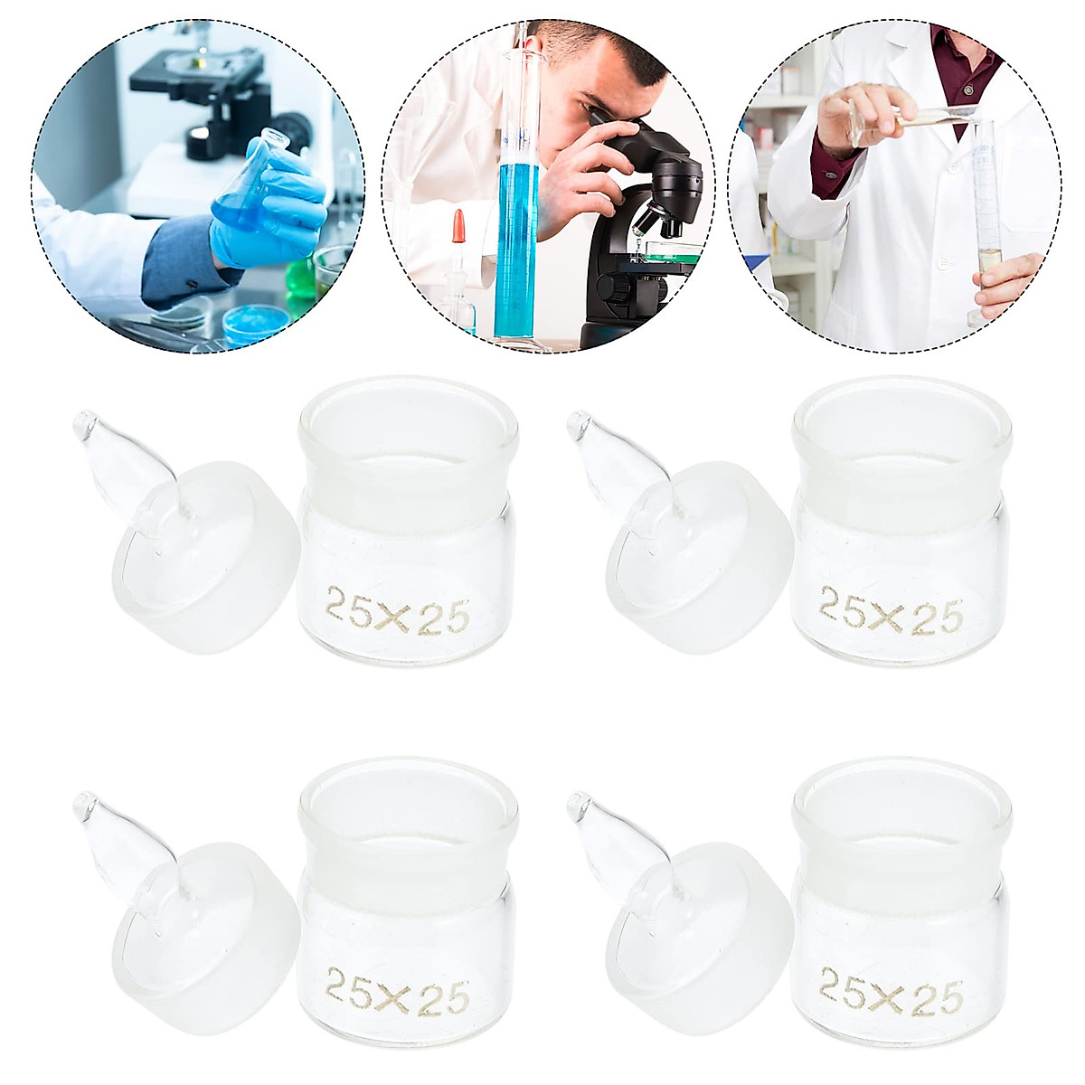 POPETPOP Laboratory Sampling Glass Weighing Bottle: 5pcs Clear Specific Gravity Bottles Equipment Laboratory Supply Weighing Holder Iwith Interchangeable Ground Stopper