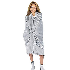emmandsophie Blanket Sweatshirt - Cozy Blanket Hoodie - Oversized Wearable Blanket - 2 Front Pockets - Machine Washable - Adults, Women, Men,Teens (Grey)