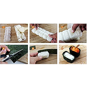 Happy Sales HSSM-NGRCLR, Japanese Nigiri Sushi Mold Rice Ball 5 Rolls Maker Press Bento Tool