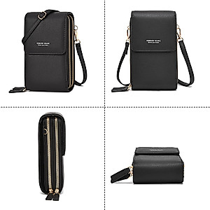 Women Crossbody Wallet Purse with Phone Holder Lightweight Touch Screen Bag Purse PU Leather RFID Blocking Purse