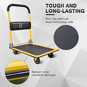 Wellmax 330lb Platform Cart Yellow and Blue