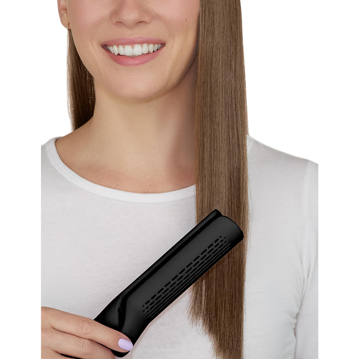 Trademark Beauty Airflow Styling Flat Iron, 2 in 1 Hair Straightener & Curler, Ceramic Plates, Tourmaline Coating, 360 Degree Air Vents, Sunny Styler - Black