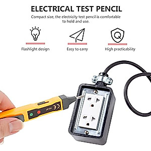 DOITOOL 3pcs Pen Finder Electrician Tester Detector Testing Flashlight Electricity Non Contact Null Electrical Buzzer Live Supplies Detect Tool Dual Ac Pen: with Wire Breakpoint Voltage