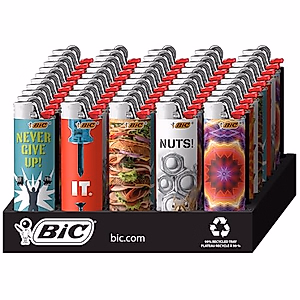 BIC Pocket Lighter, Special Edition Favorites Collection, Assorted Unique Lighter Designs, 50 Count Tray of Lighters