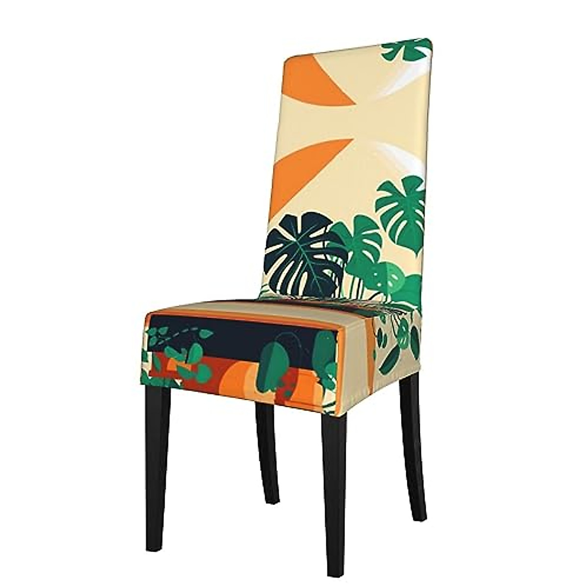 Cartoon Turtle Back Bamboo Pattern Elastic Polyester Ammonia Dining Chair Cover - Protection Cover for Dining Chair Removable