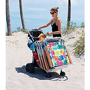 Rio Brands Wonder Wheeler Deluxe Beach Utility Foldable Cart with Removable Storage Tote, Navy