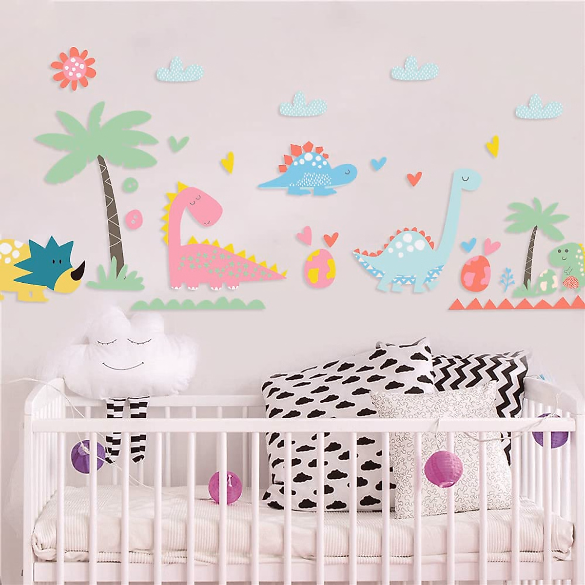 Dinosaur Wall Decals Vinyl Cute Dinosaur Wall Stickers for Boy and Girl Bedroom Daycare Classroom Playroom and Kids Room Wall Decor