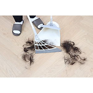 Broombi and Dustpan Set - All-Surface Silicone Broom & Squeegee for Indoor Cleaning - Sweeps Glass, Dust, Removes Pet Hair, Liquids - Smooth Floors, Rugs, Windows - One-Click Smart Dustpan (Grey)