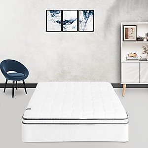 Highview Bedding 10-inch Medium Firm Eurotop Mattresses Provide Ultimate Comfortable and Relaxation, Complete Body Support, Maintain Correct Posture, White, Full XL
