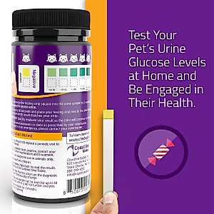 KIT4CAT CheckUp Glucose Urine Testing Strips for Cats and Dogs - Detection of Glucose Levels x 50