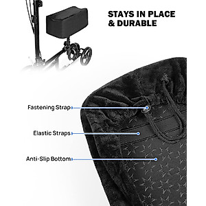 ISSYAUTO Knee Scooter Cushion Cover, Knee Scooter Pad for Comfort, Memory Foam Cushion Knee Walker Accessories with Removable Cover, 2'' Thick Fits Most Knee Walker Models, Black