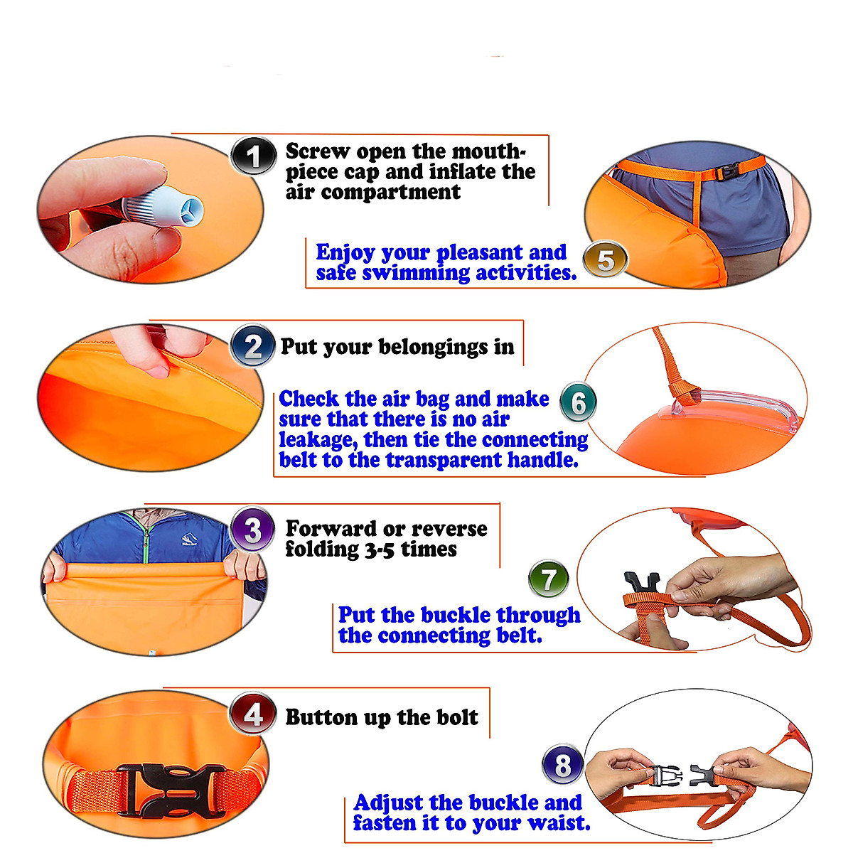 Swim Buoy for Open Water Swimmers Triathletes Kayakers Snorkelers, Swim Float for Open Water Swim Buoy Float for Swim Safety Swim Training