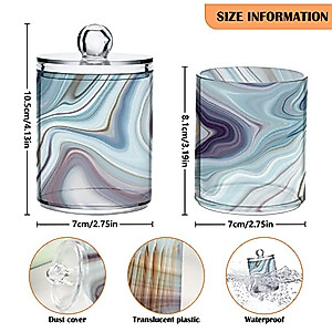 xigua 2 Pack Qtip Holder Dispenser Marble Texture 10 Oz Bathroom Organizer with Lids Storage Canister for Cotton Ball,Cotton Swab,Cotton Round Pads,Floss