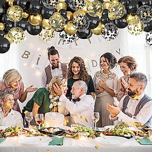 Black and Gold Balloons 75PCS Black Gold Balloons Party Decorations 12in and 5in Black Gold Latex Party Balloons for Birthday New Years, Wedding, Graduation Decorations