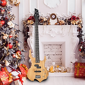 GLARRY Electric Bass Guitar 4 Strings Buring Fire Style Full Size for Beginner Right Hand with Bag, Strap and Accessories (Burlywood)