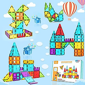 Magnet Toys for Kids, Magnetic Tiles Stacking Building Blocks, Learning & Education Montessori Toys for 3+ Year Old Boys and Girls, Preschool STEM Toys for Age 3-5 Christmas Birthday Gift for Toddlers