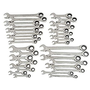 GEARWRENCH 34 Pc. Standard & Stubby Ratcheting Wrench Set, SAE & Metric - 85034