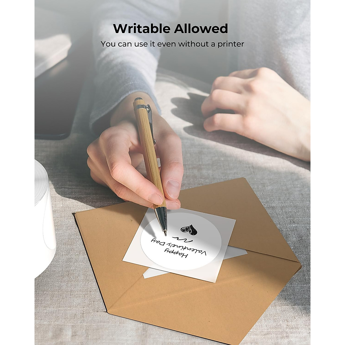 MUNBYN 2Inch Circle Thermal Sticker Labels, Self-Adhesive Round Direct Thermal Labels, Multi-Purpose Roll Thermal Stickers for Business-750 Labels/1 Roll