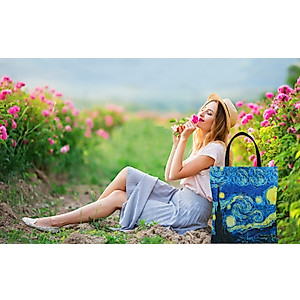 Van Gogh Reusable Art Tote Bag, Aesthetic Canvas Carry on Shoulder Tote, Women Work Beach Travel