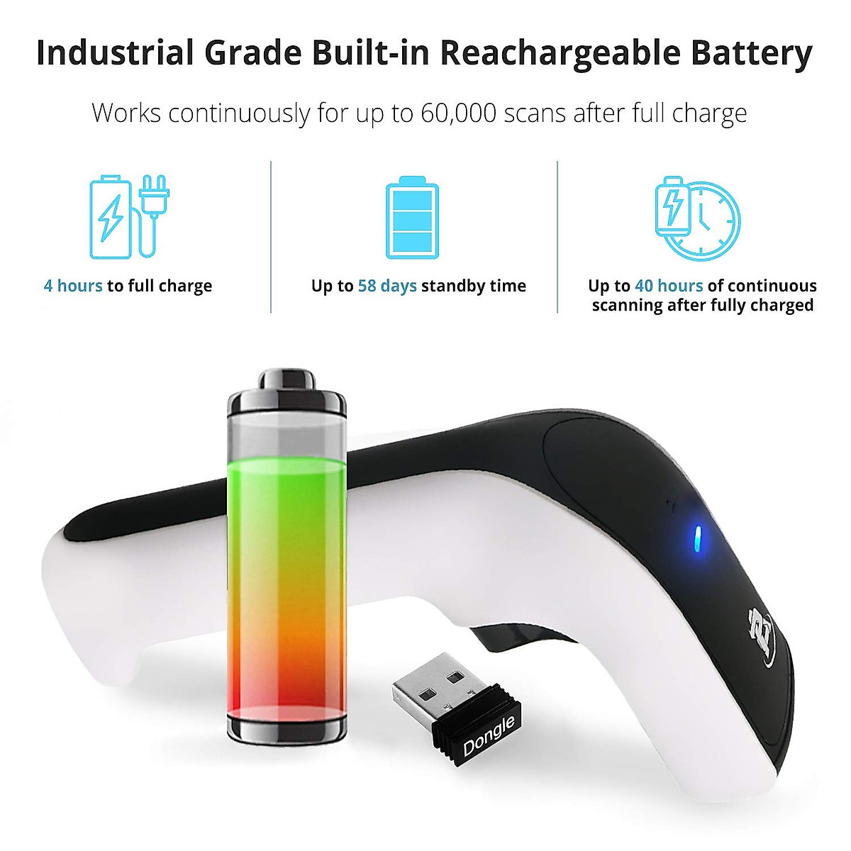 ScanAvenger Wireless Portable 1D&2D Bluetooth Barcode Scanner: Hand Scanner 3-in-1, Cordless, Rechargeable Scan Gun for Inventory - USB Bar Code/QR Reader (1D&2D with No Next Gen Stand)…