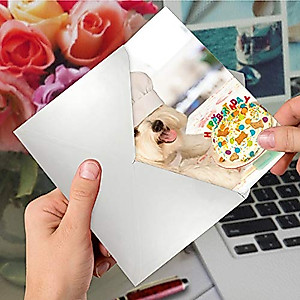 NobleWorks - 1 Cute Birthday Card with Envelope - Funny Wild Animals and Pets, Birthday Greeting - Dog Chef C3200BDG