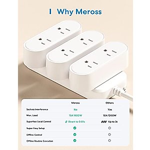 Smart Plug, Meross WiFi Dual Smart Outlet Supports Apple HomeKit, Siri, Alexa, Google Assistant & SmartThings, Voice & Remote Control, 10A, Timer, No Hub Required, 2.4GHz WiFi Only, 1 Pack