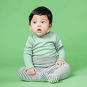 ACESTAR Newborn Baby Boys Girls 3-Pack Cotton High Waist Footed Pants 6-12 Months, Navy Blue