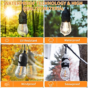 Hassoft S14 Outdoor String Lights - 28 LED Bulbs (3 spares), Outdoor Lights - 48.5 Ft, Patio Lights - Material Upgrade, Certified as Commercial Outdoor Lighting Products by ETL