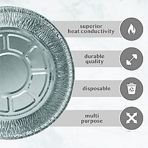 Plasticpro 6'' Inch Round Tin Foil Cake Pans Disposable Aluminum, Freezer & Oven Safe - For Baking, Cooking, Storage, Roasting, & Reheating, Pack of 20