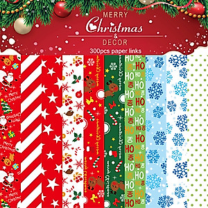 MIAHART Merry Christmas Paper Chains 300 Links Festive Paper Craft Supplies for Christmas and Festive Party Decorations