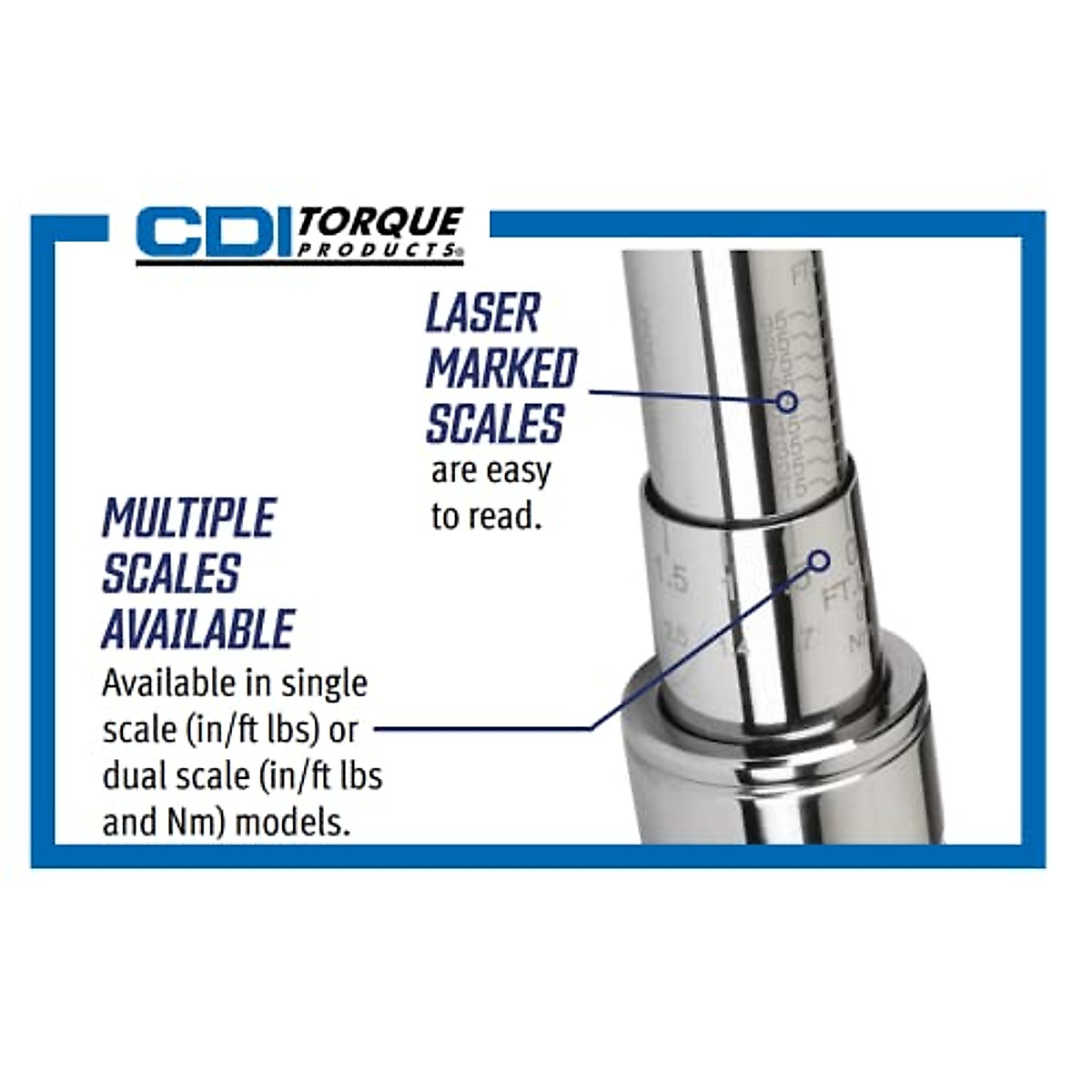 CDI 2503MFRMH Dual Scale Micrometer Adjustable Click Style Torque Wrench with Metal Handle - 1/2-Inch Drive - 30 to 250 ft. lbs. Torque Range