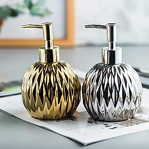 Pump Bottle,Soap Dispenser,Bathroom Hand Sanitizer Bottle, Shampoo and Shower Gel Separate Bottles, Suitable for Bathroom Hotel Clubs, with Tray, Gold, Silver, 400ml (Color : 2*