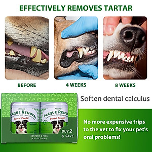 Petstoral 2-Pack Plaque Removal Natural Dental Powder, Dog Dental Care and Bad Breath Treatment, Dog Teeth Cleaning Powder for Healthy Teeth & Gums for All Dogs