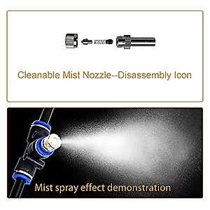 Misting Cooling System,50ft(15M) Misting Line 10 Stainless Steel Mist Nozzles 10 Connector Outdoor Cool Mister for Patio Garden Umbrellas Greenhouse Fan Trampoline Waterpark
