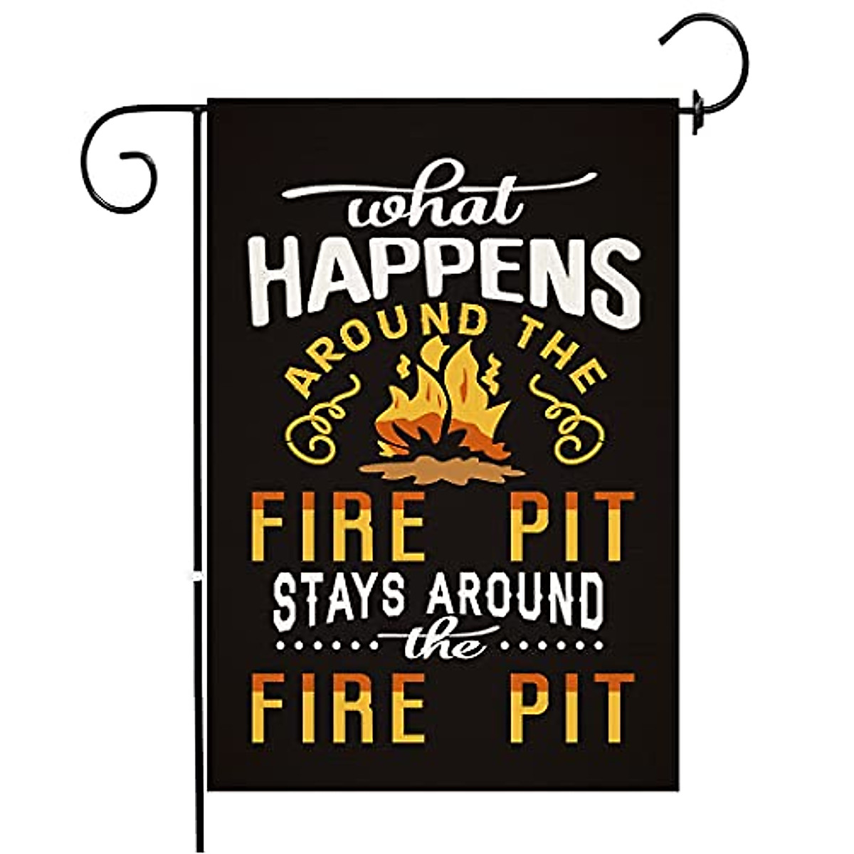 Chengxun Camper Stays Around The Fire Pit Garden Flag Vertical Double Sided, What Happens Around The Fire Pit Holiday Party Yard Outdoor Decoration 12.5*18 inches