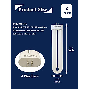 15W BF35 Replacement Black Light Bulb Compatible for Flowtron BK-15D, BF-35C,Stinger U/V15, FP15, TZ15, BB-15WHT,U Shaped Twin Tube Bulb for T6 T8 T9，FUL15W-BL-2 Pack